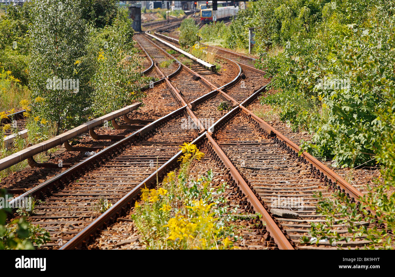 Switch at Ostkreuz train junction in Berlin, Germany, Europe Stock ...