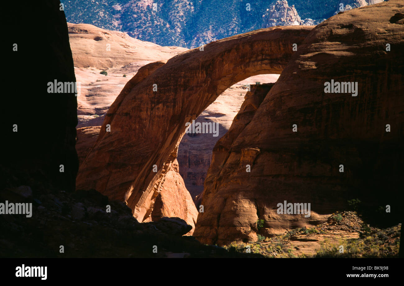 Natural arch on a landscape, Rainbow Bridge National Monument, Utah ...