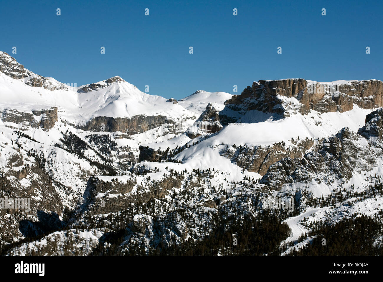 Cliff face above The Langental Vallunga Selva Dolomites Italy Stock ...