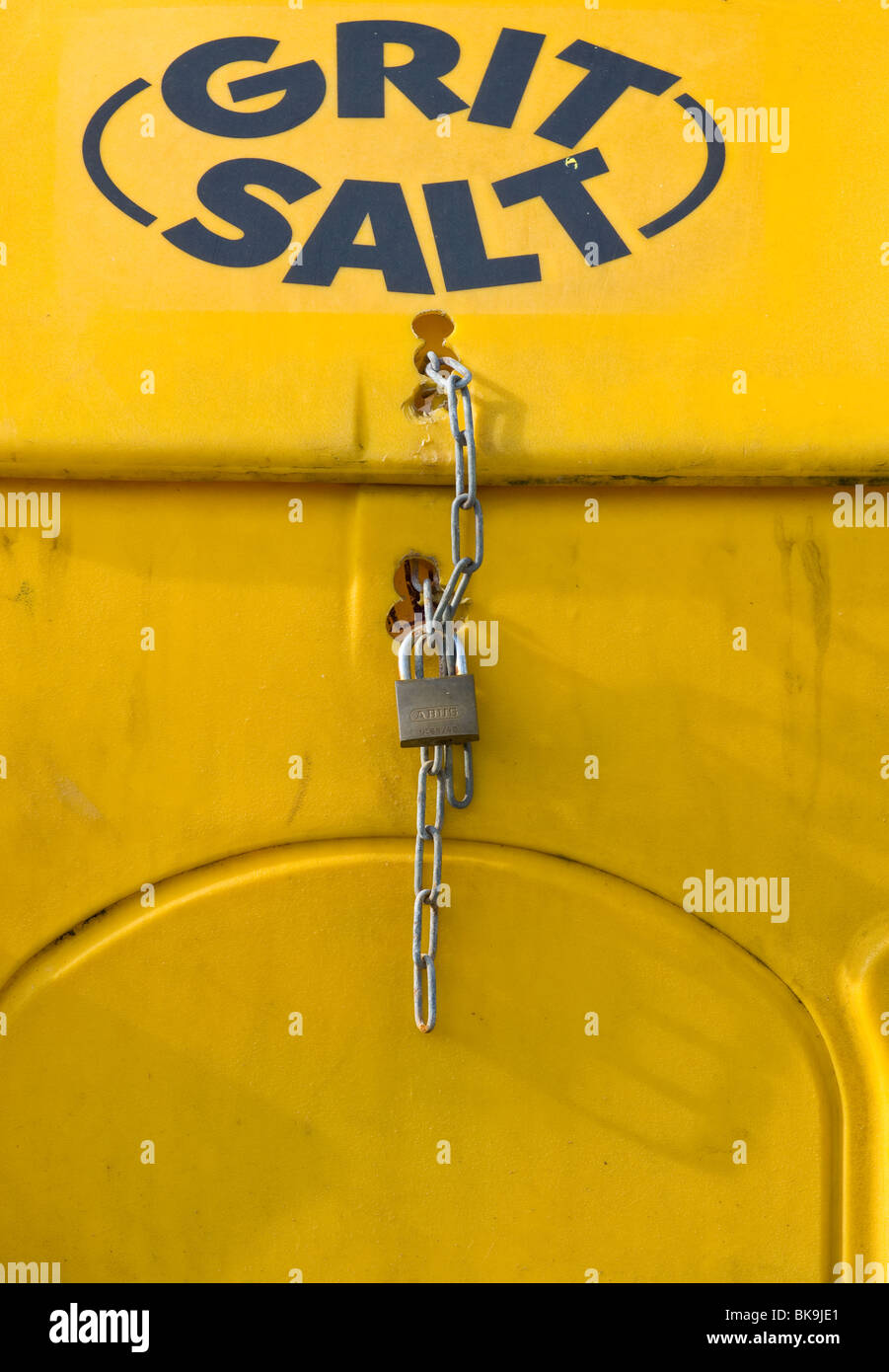 Locked grit salt bin Stock Photo - Alamy
