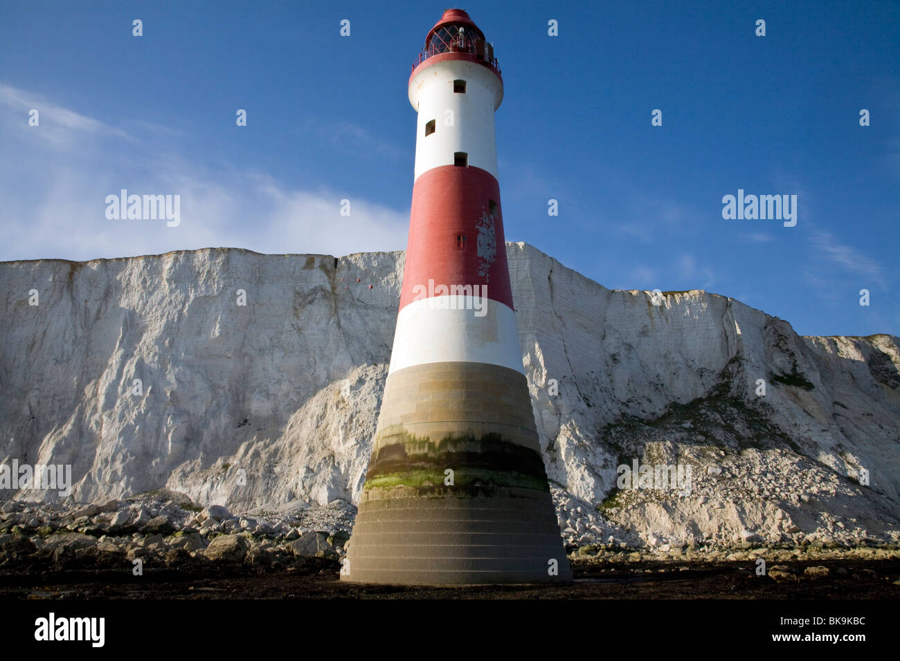 Beachy Head lighthouse as seen from ground/sea level Stock Photo - Alamy