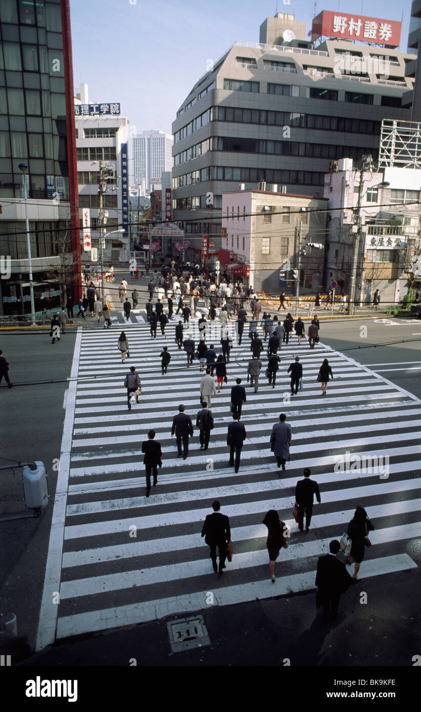 People walking on the zebra crossing, Tokyo Prefecture, Japan Stock ...