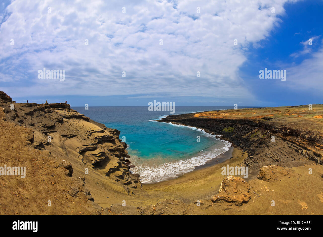 Green Sands Beach at South Point, Hawaii is known for color of its sand ...