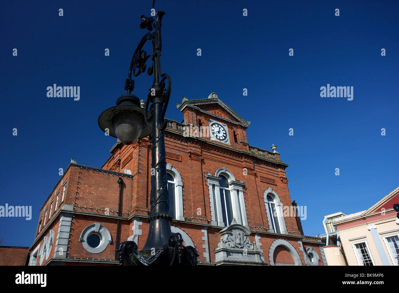 old historic street light and Newry Town Hall designed by William Batt ...