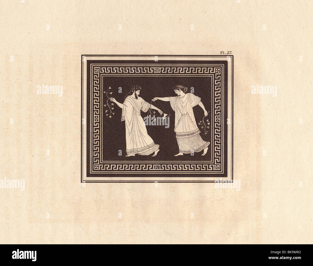 A bearded Bacchus, wearing an Indian robe bassaride, dancing with a ...