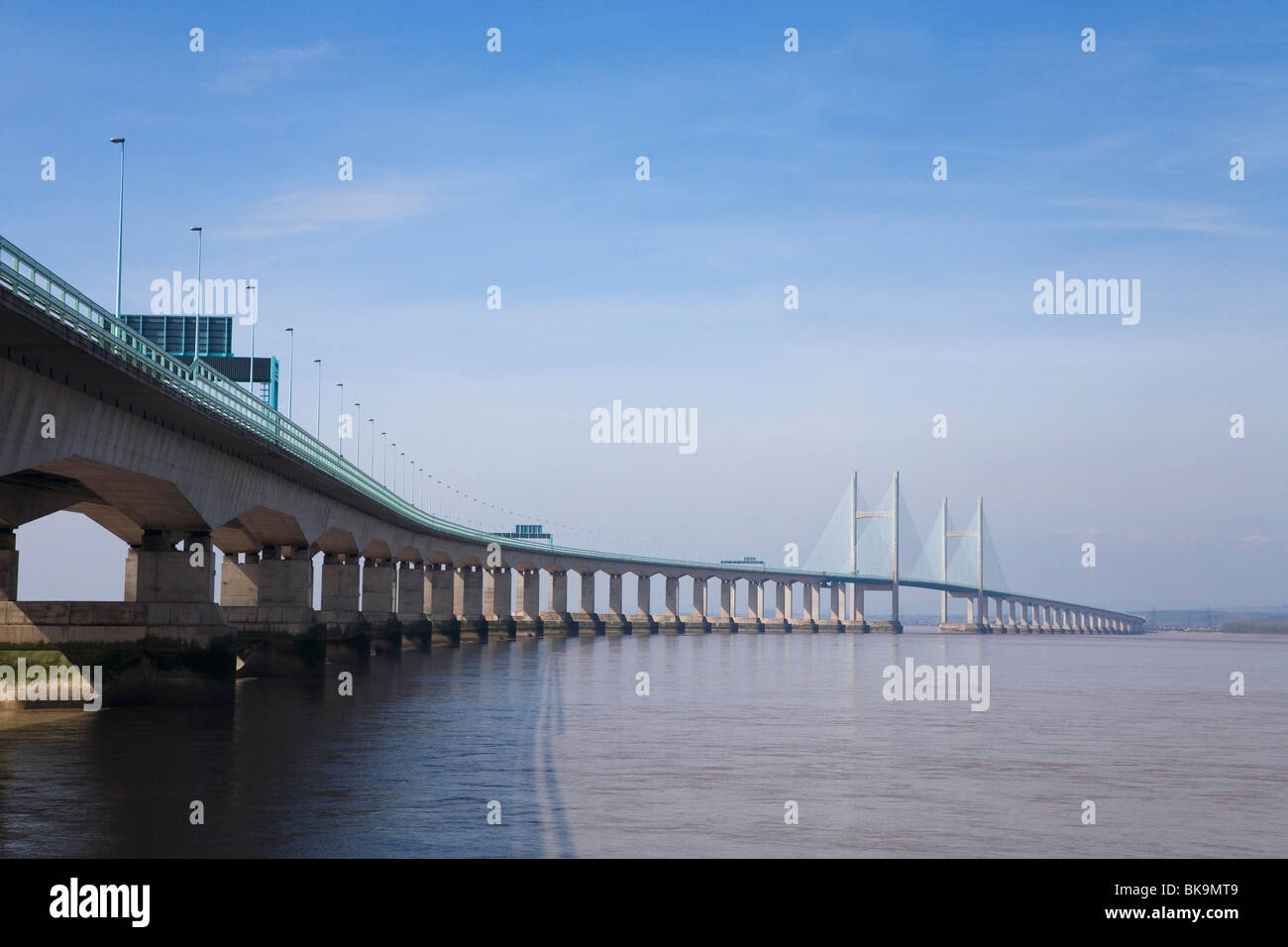 New Severn Bridge across River Severn estuary that divides England from ...