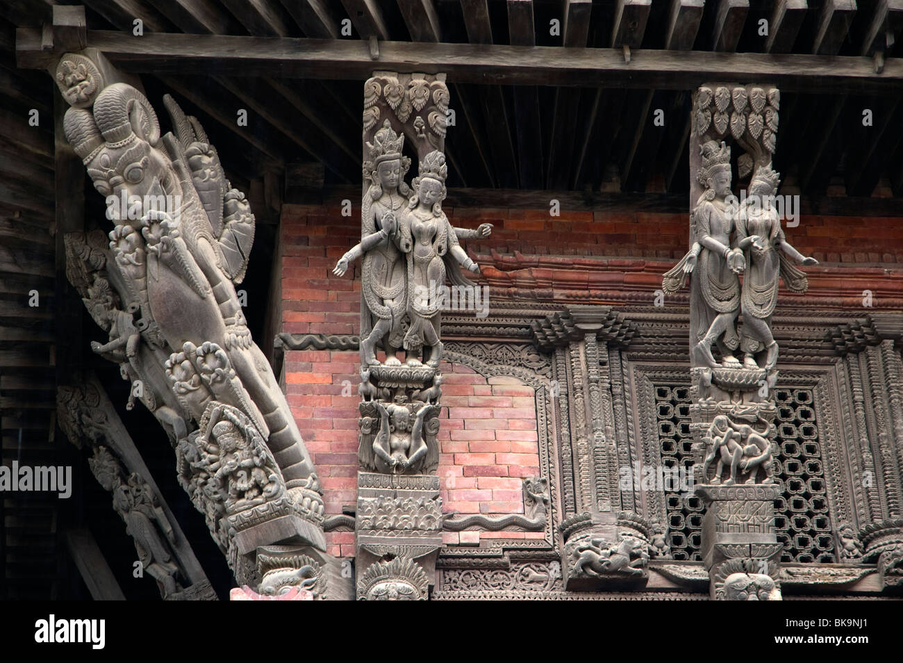 Erotic carving at the Basantapur Tower in Durbar Square, Kathmandu ...