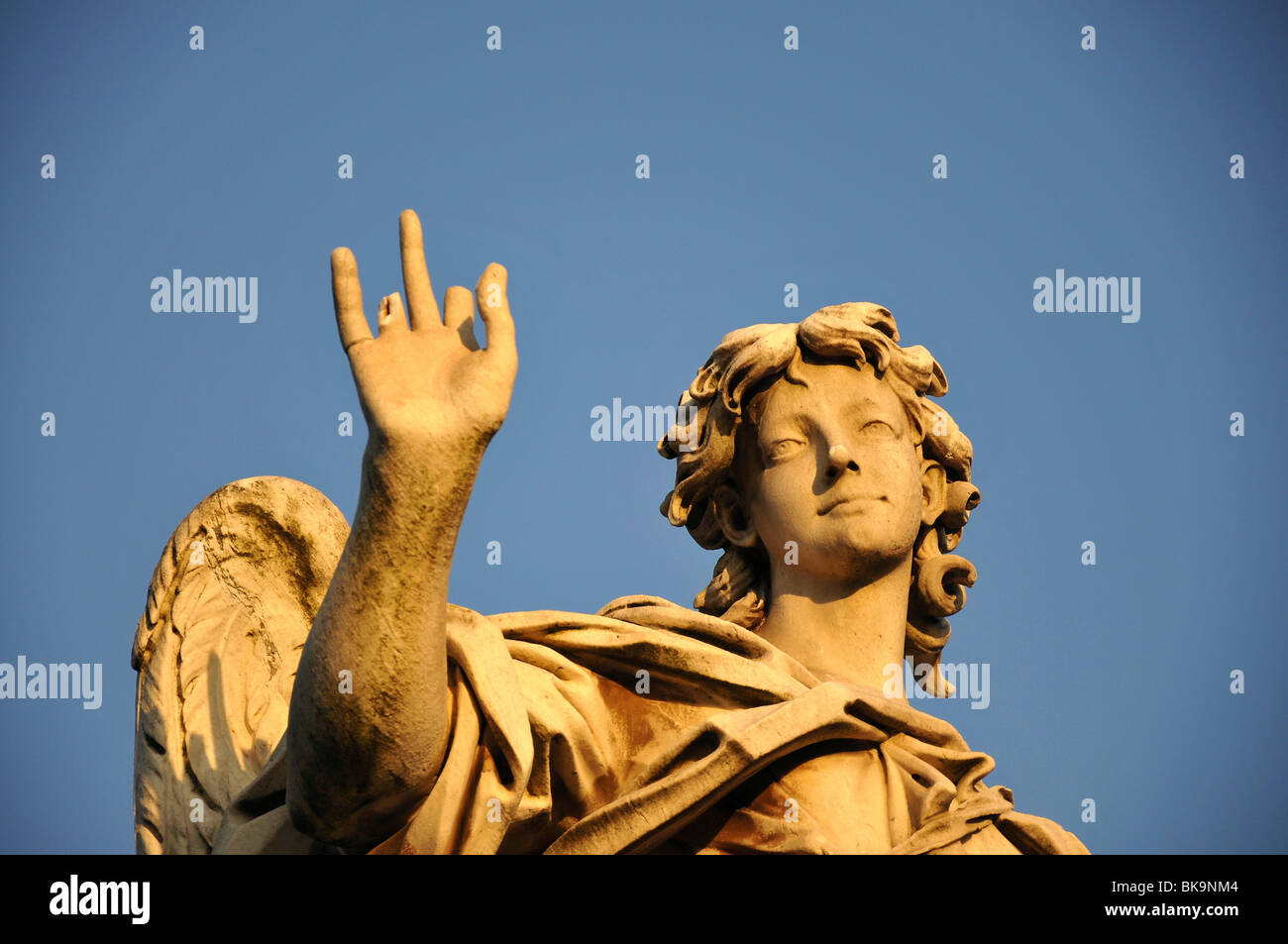 Detail of the statue of an angel on Angel's Bridge, historic city ...
