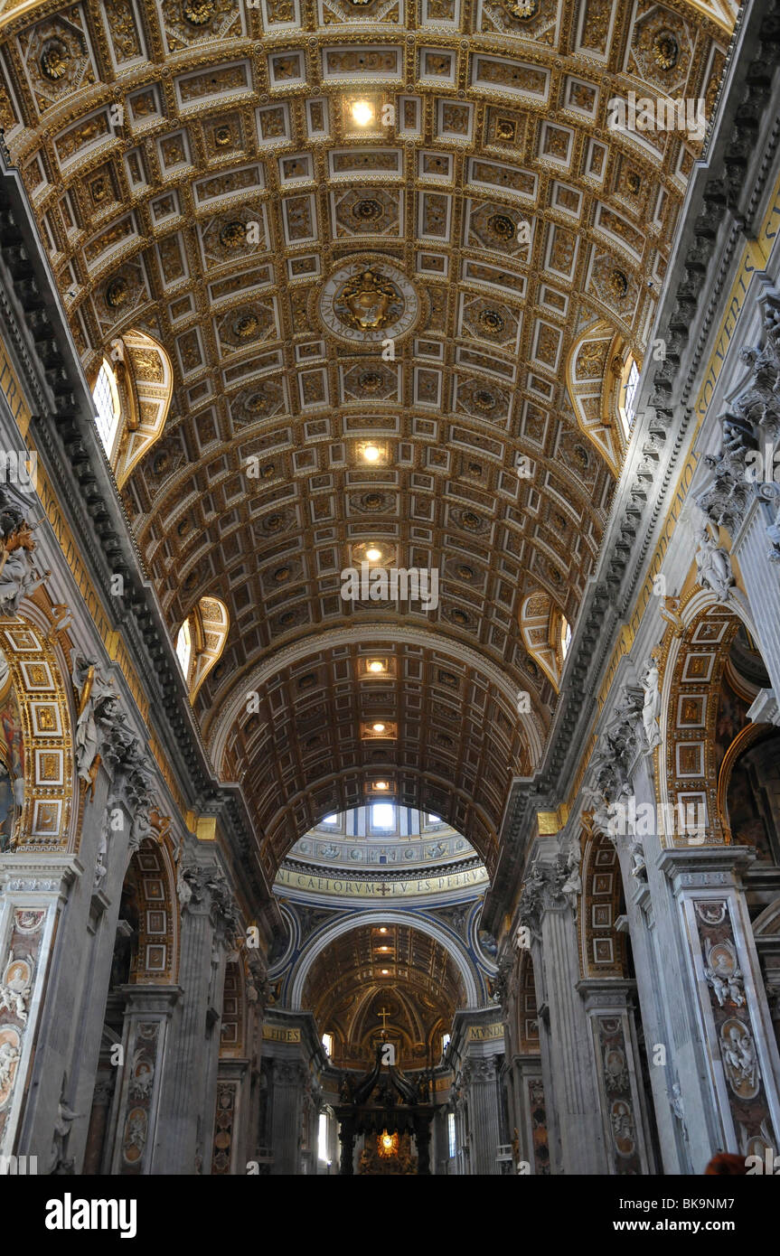 Ceiling, nave, St. Peter's Basilica, historic city centre, Vatican City ...