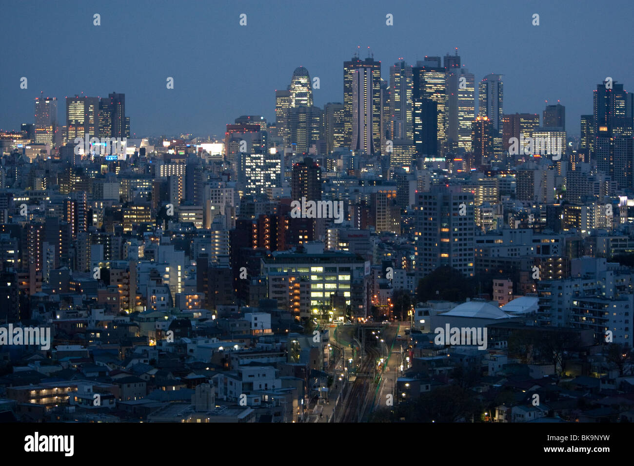 View of skyscrapers in Shinjuku district, seen from the north, Tokyo ...