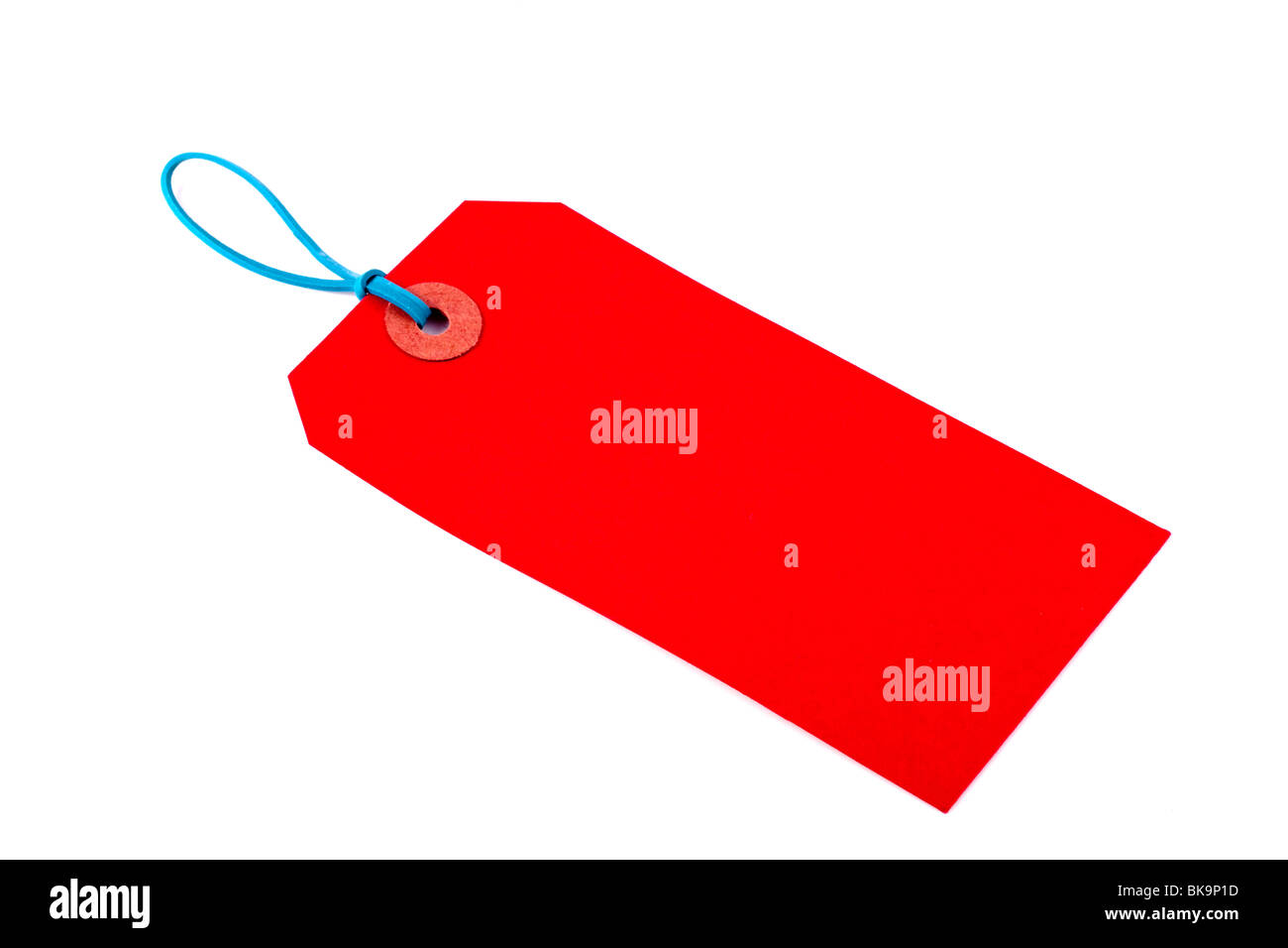 Red Luggage Tag on Isolated White Background Stock Photo - Alamy