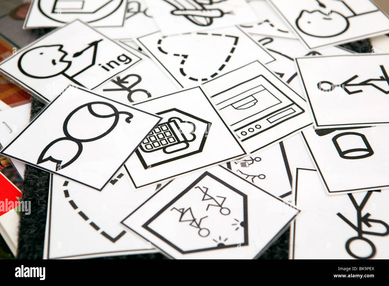 language skills flash cards showing symbols of daily activities for use ...