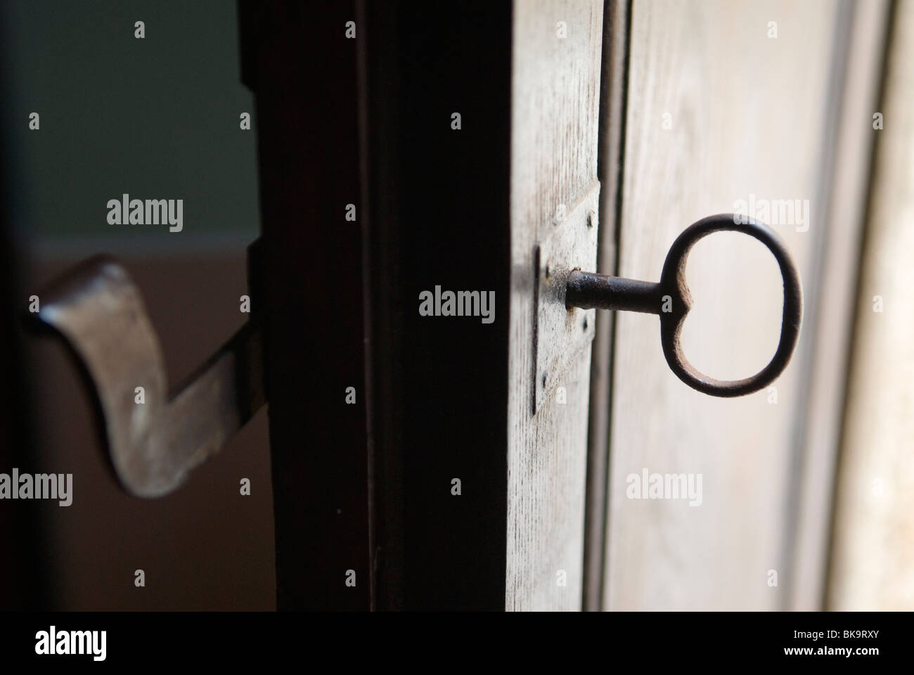 Door with ancient key Stock Photo - Alamy