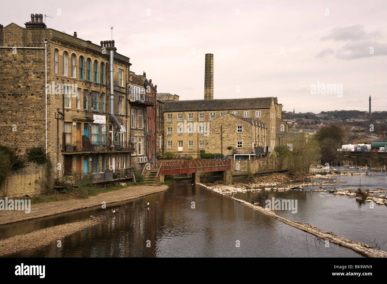The River Calder flowing through The Industrial Town of Sewerby Bridge ...