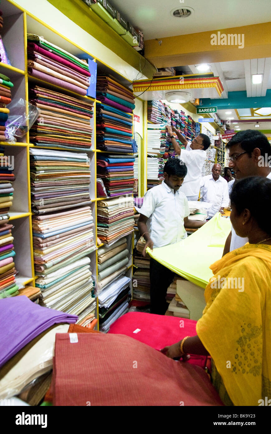 India, Tamil Nadu, pondicherry, Interior of a material shop Stock Photo ...