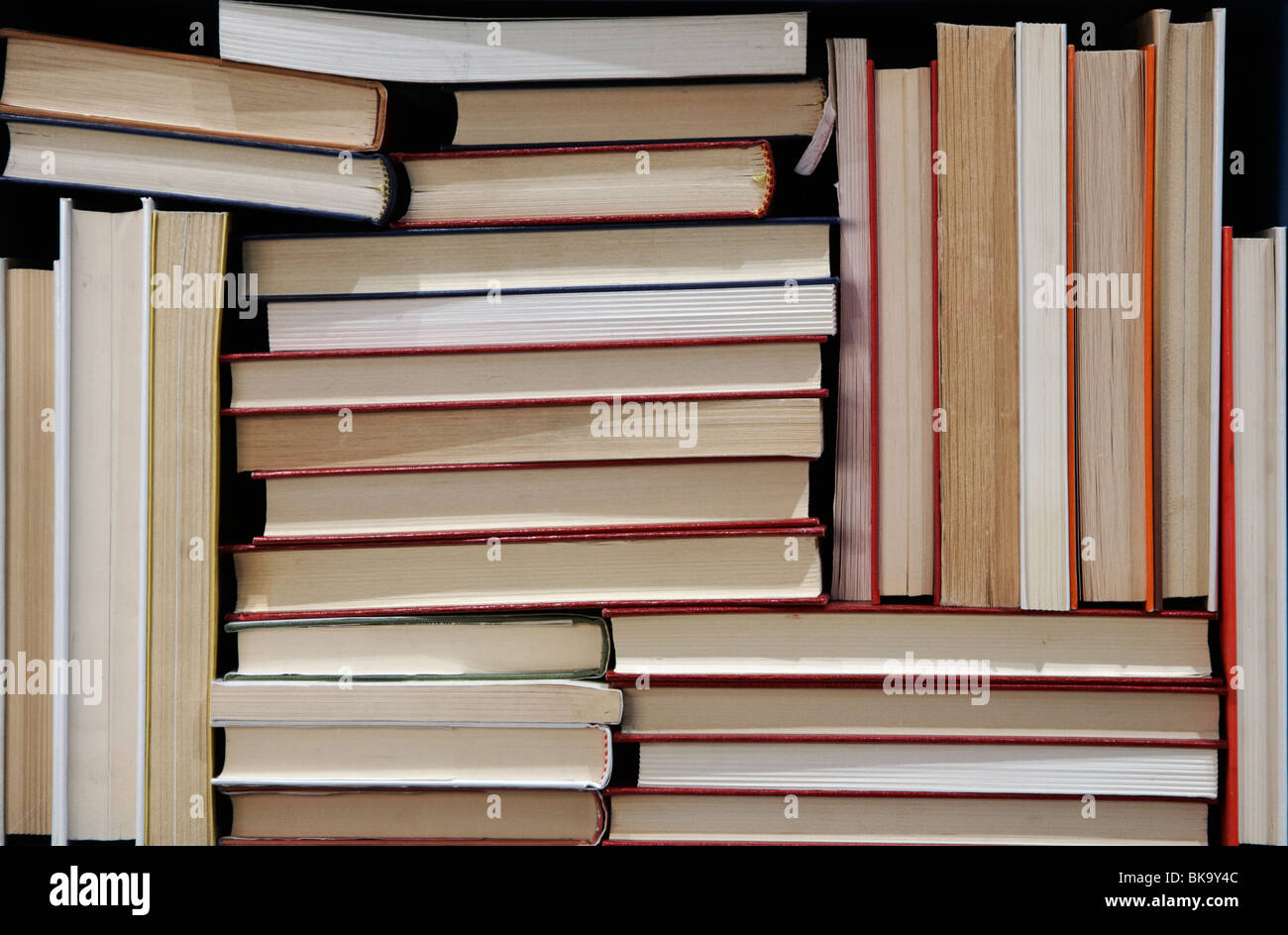 Books in a bookcase, close up, frontal view Stock Photo - Alamy