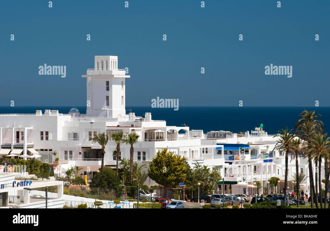 Shops restaurants white shopping holiday destination palm trees ...