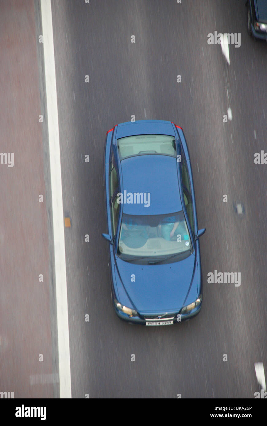 Overhead shot white car driving hi-res stock photography and images - Alamy