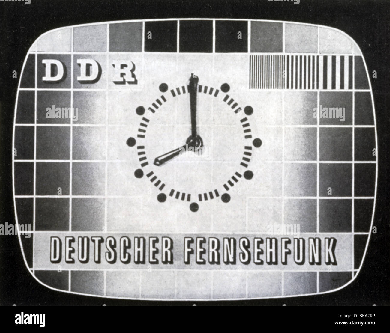 broadcast, television, test card, logo with clock from East-Germany ...