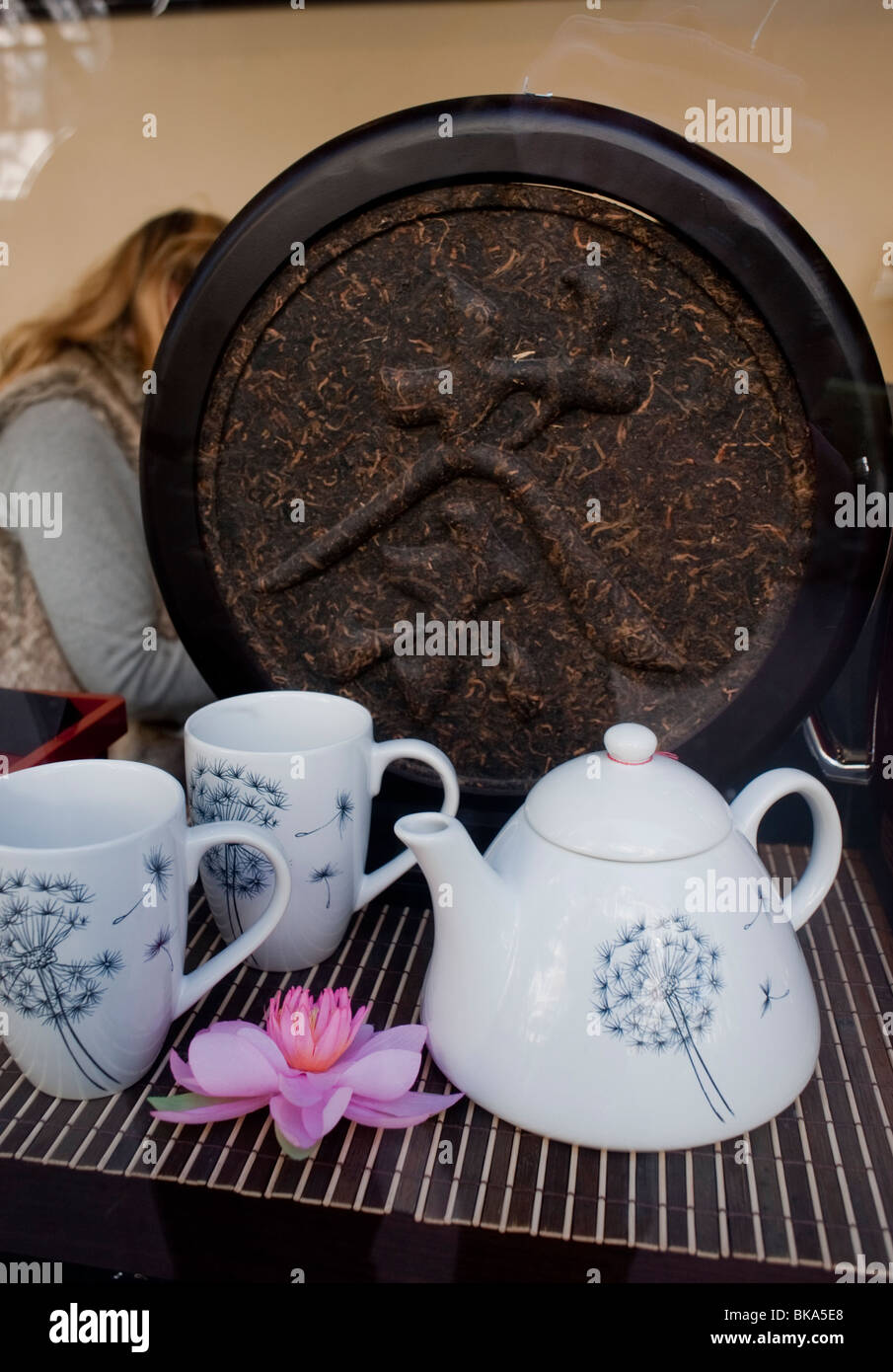 Asian Retail Business, Chinese Tea Display in Shop Window, in Chinese ...