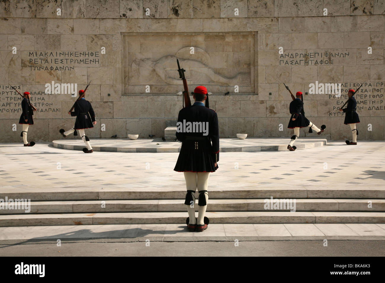 Changing the Evzones Guard in front of the Tomb of the Unknown Soldier at Syndagma square in ...