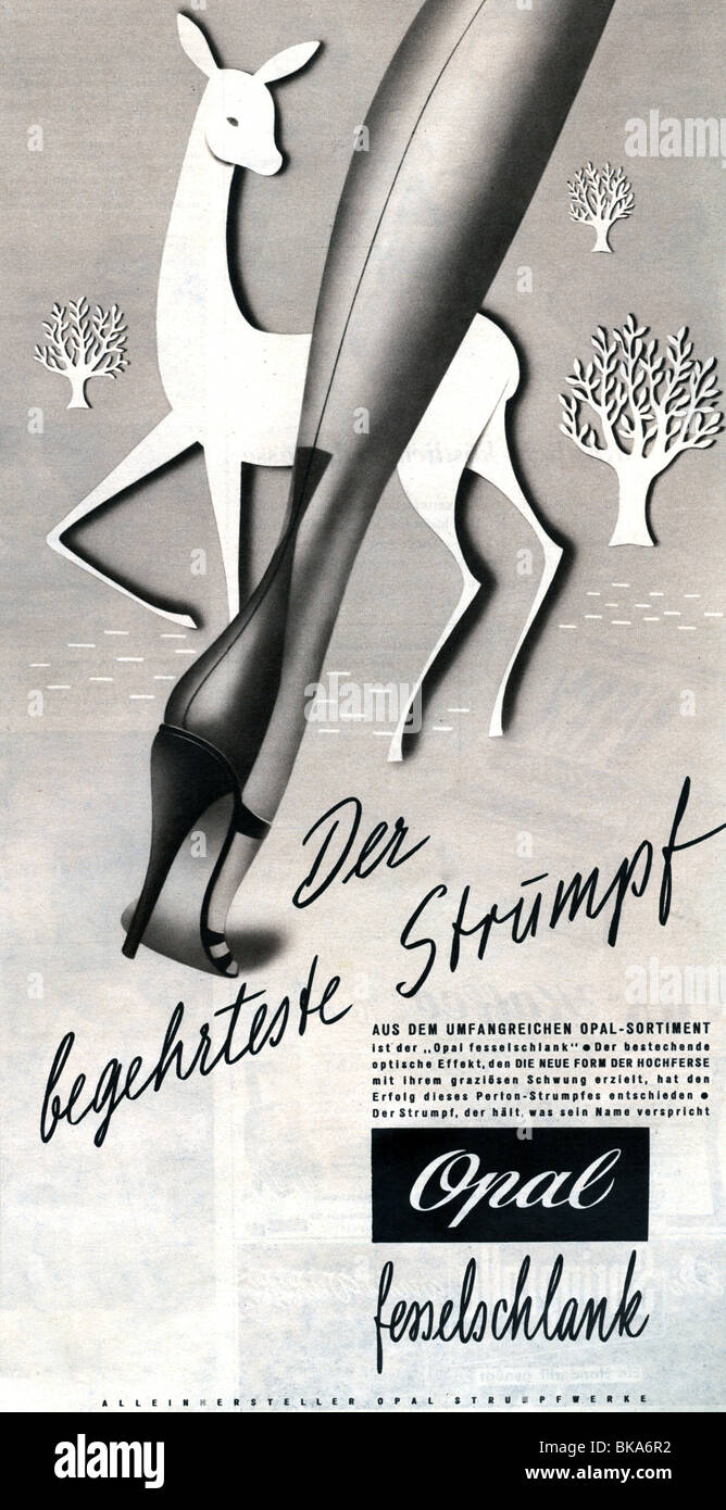 advertising, clothing, Opal, "Der begehrteste Strumpf" (The most ...