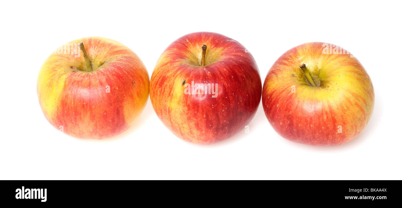 three aplles on white background Stock Photo - Alamy