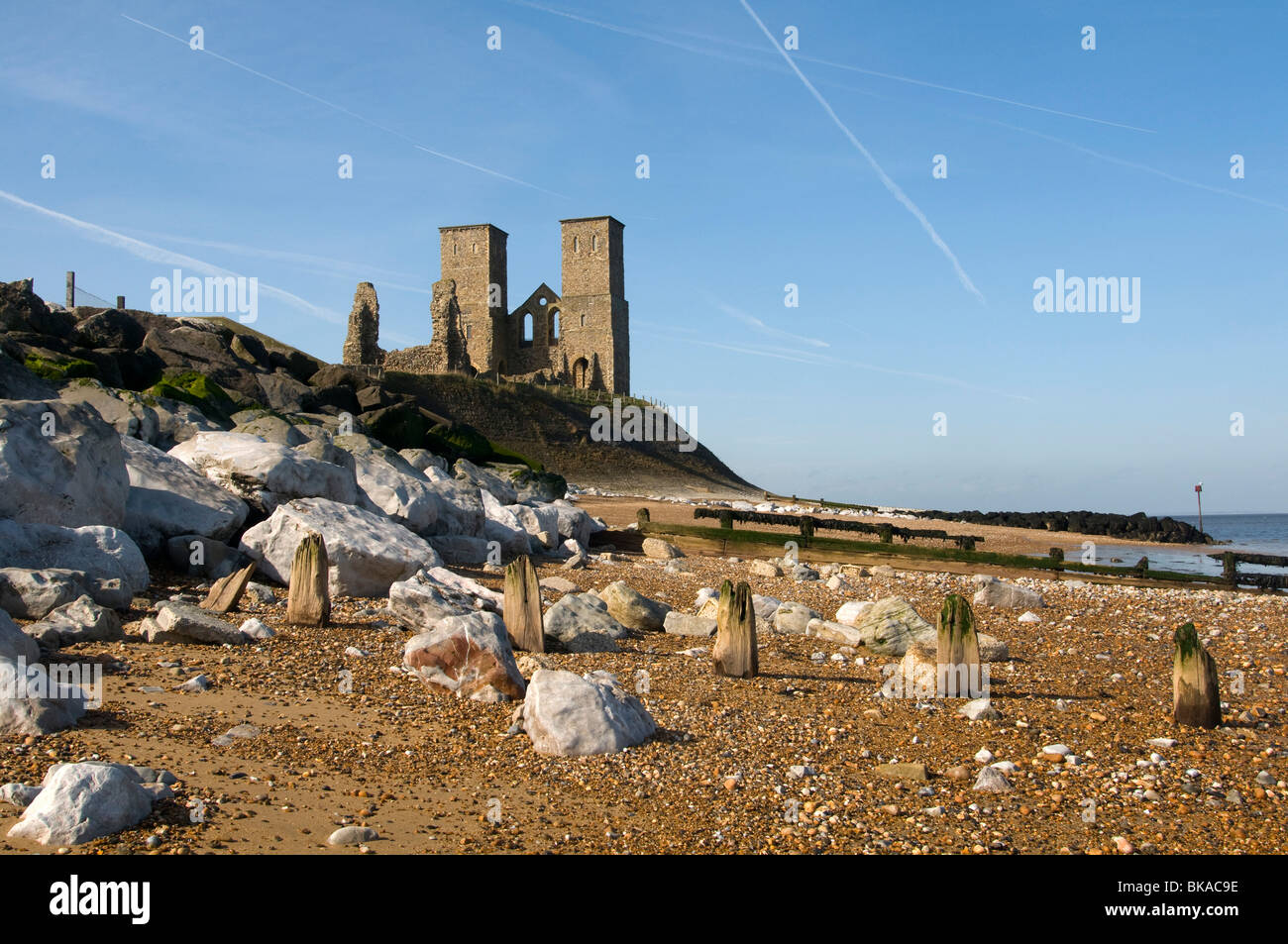 Reculver Towers North kent coast line derelict fort Stock Photo - Alamy
