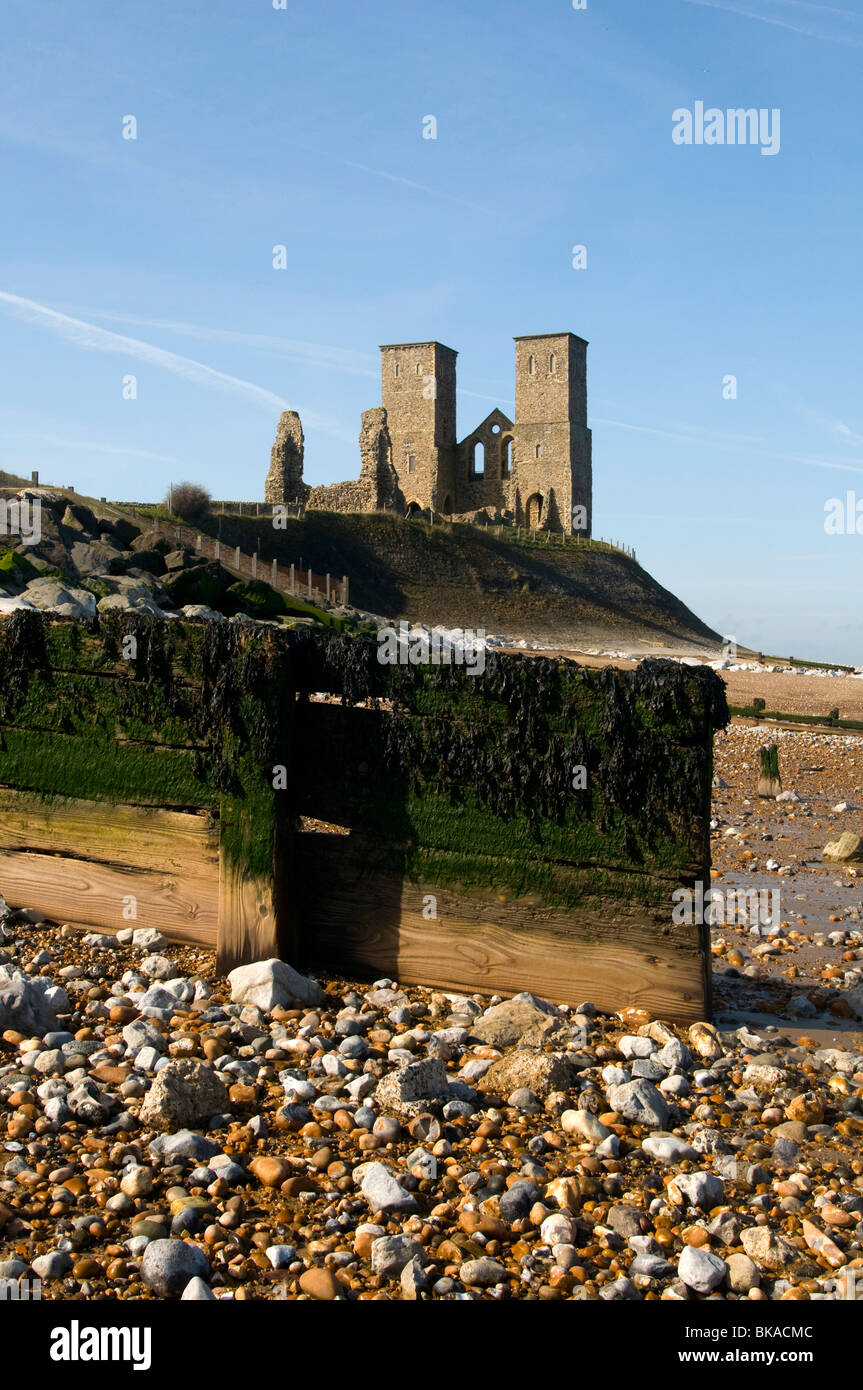 Reculver Towers North kent coast line derelict fort Stock Photo - Alamy