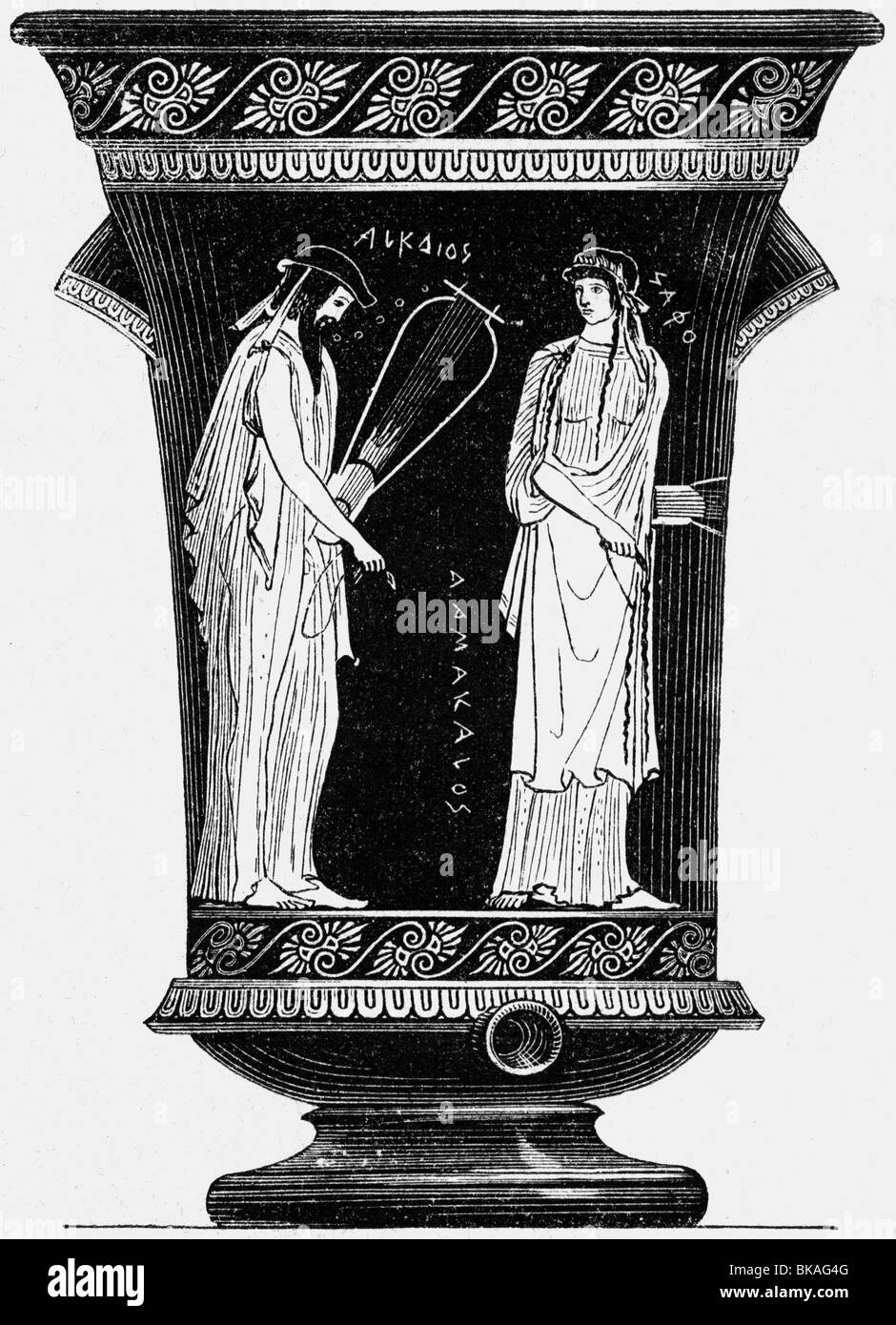 Sappho, circa 620 - circa 570 BC, Greek author / writer, contest with ...