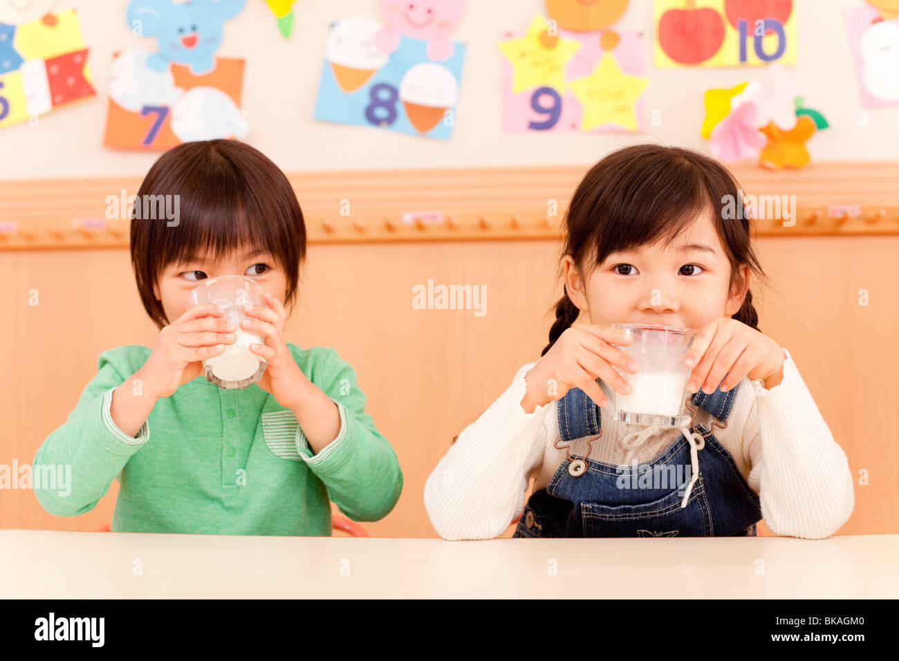 Children Drinking Milk Stock Photo - Alamy