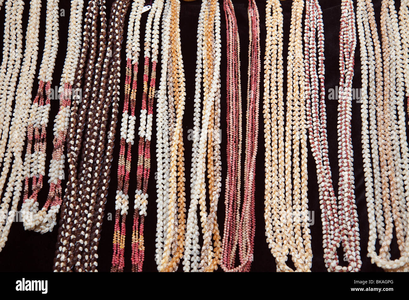 Niihau shell leis as necklaces Stock Photo - Alamy