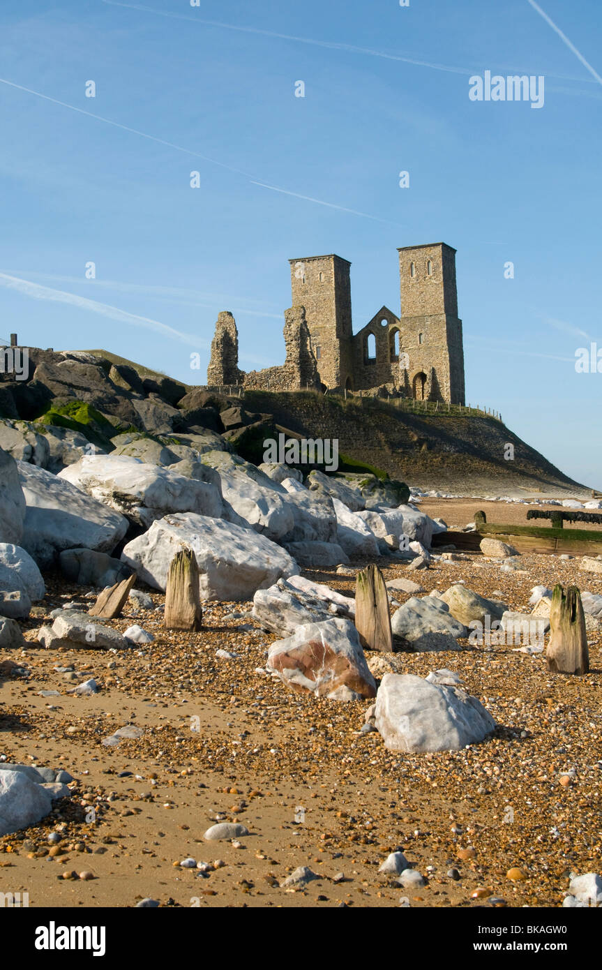 Reculver Towers North kent coast line derelict fort Stock Photo - Alamy