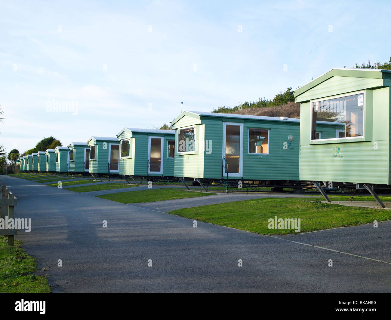 Static holiday caravans in caravan park in Cornwall Stock Photo - Alamy