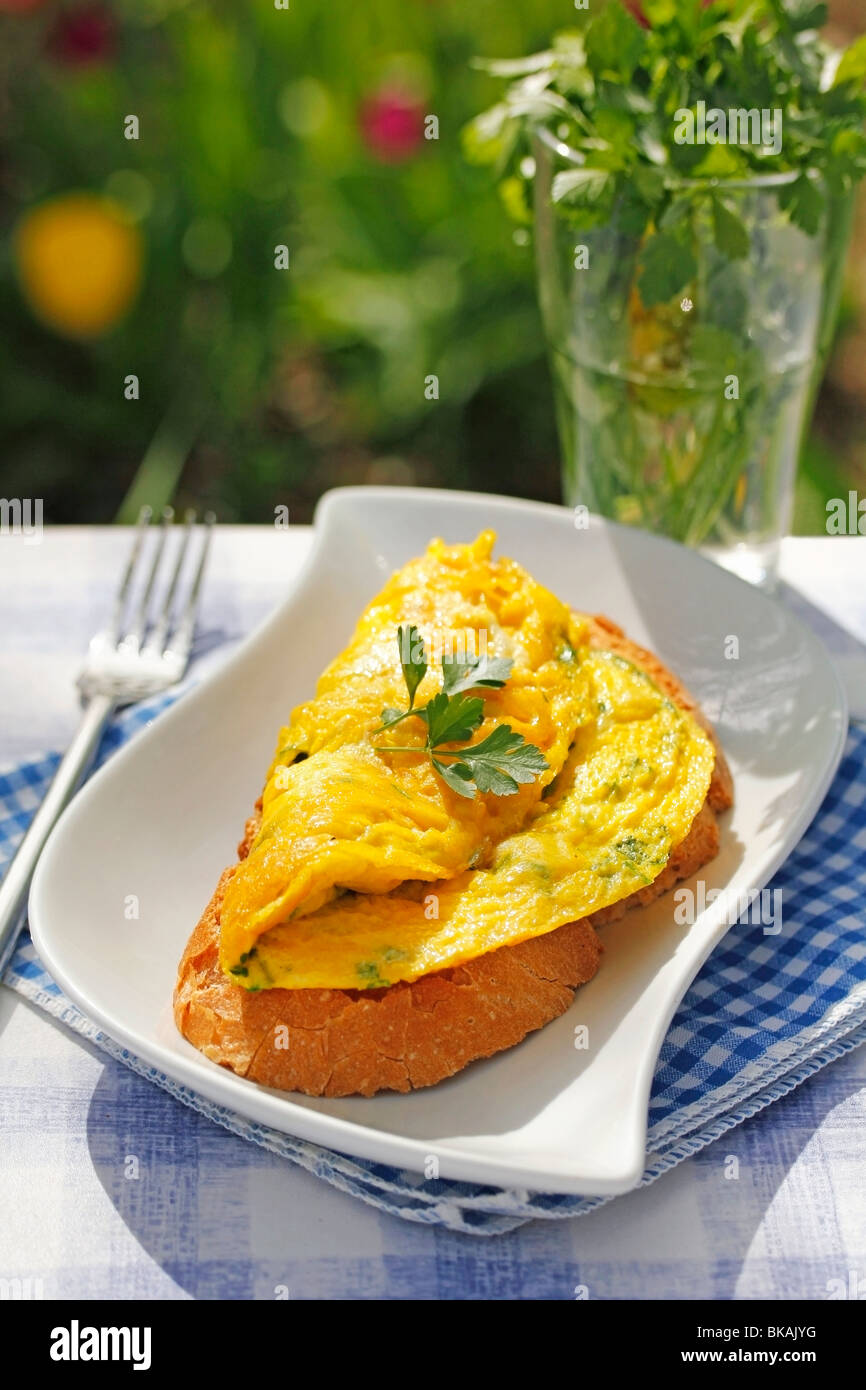 Codfish omelet. Recipe available Stock Photo - Alamy