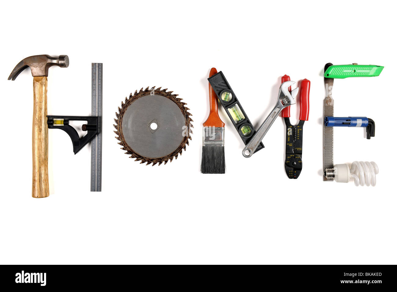 The word HOME made of tools over white background Stock Photo - Alamy