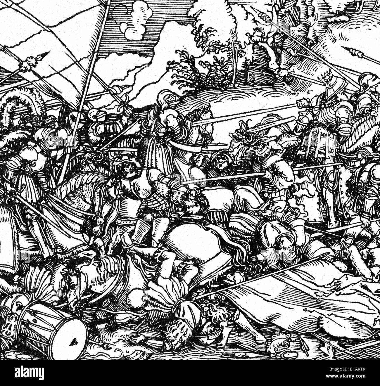 military, knights, battle scene, woodcut by the "Petrarca Master ...