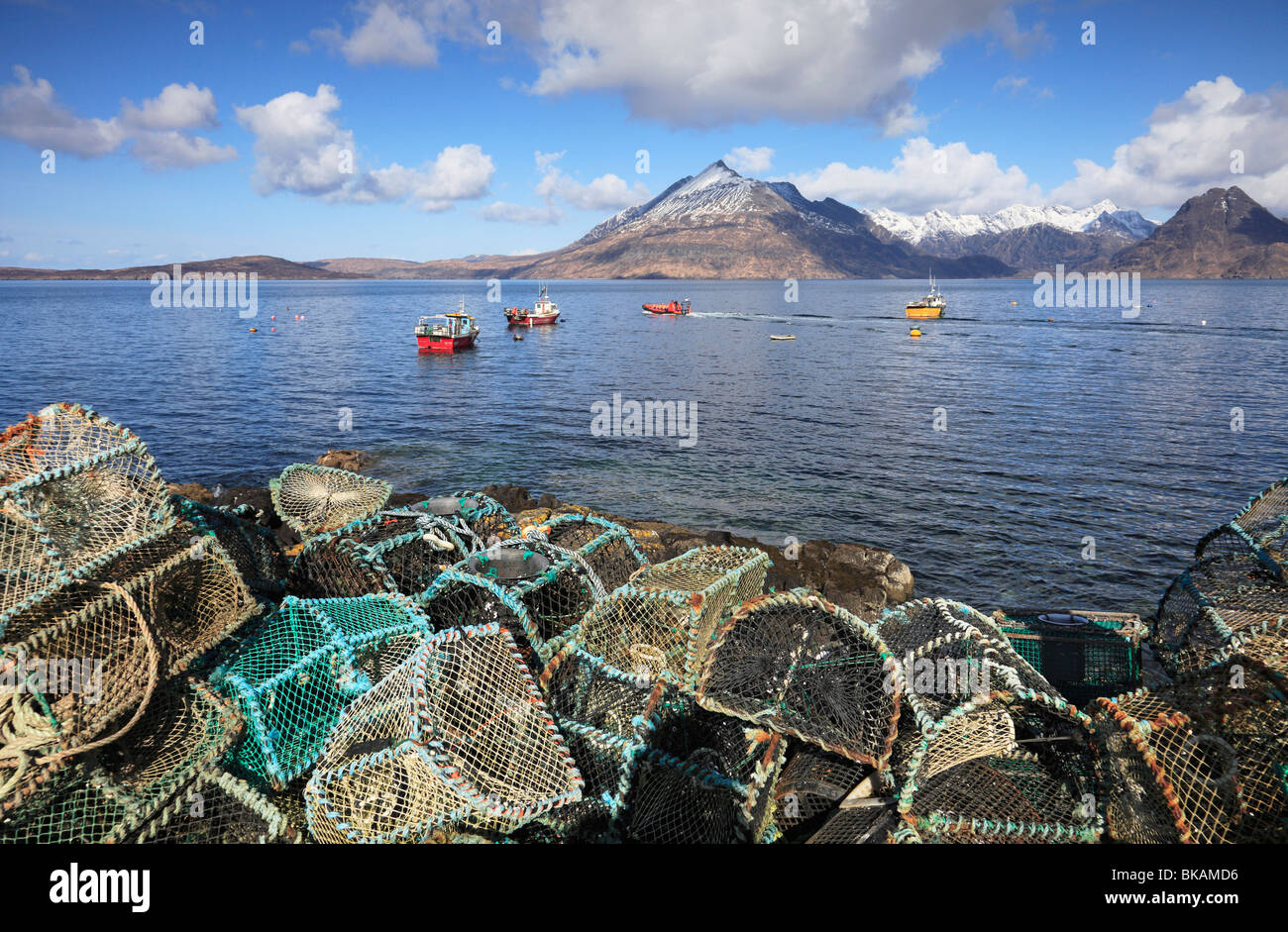 Isle of Skye - View from Elgol to snow capped Cuillin mountains across ...