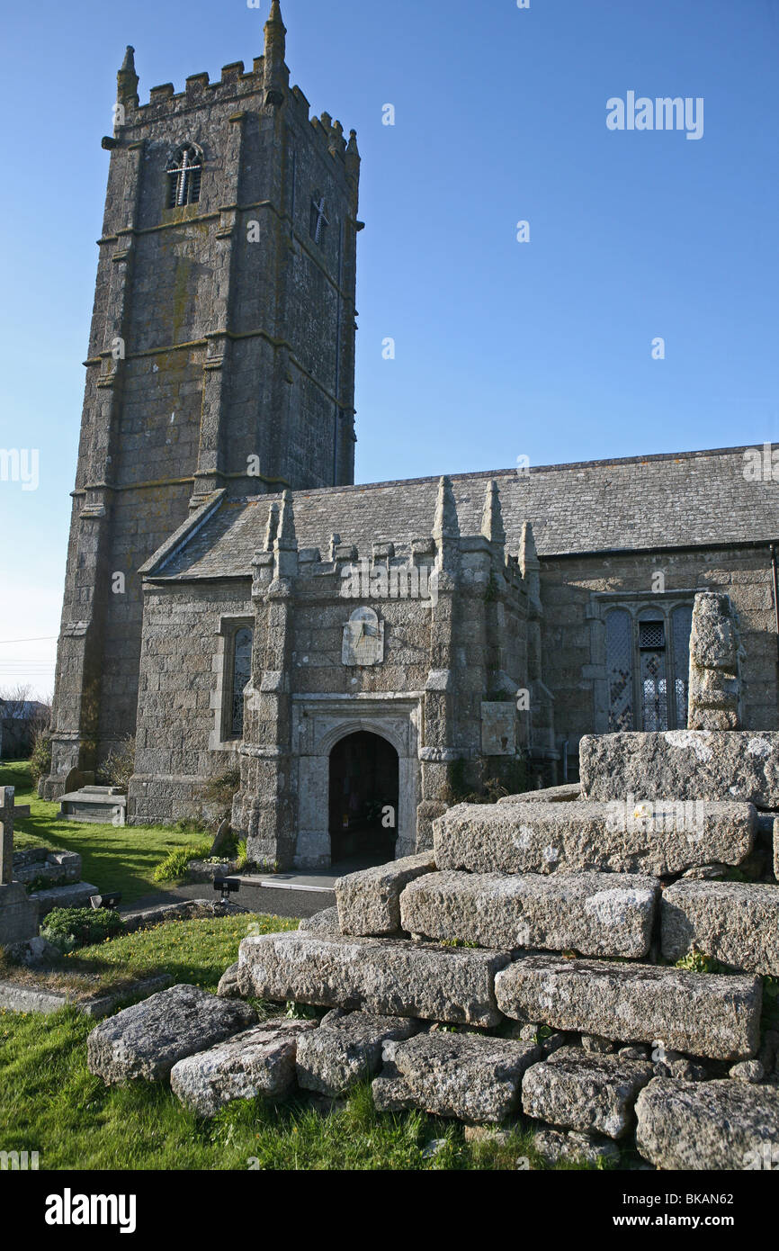 Ancient stone crosses in the Parish of St Buryan Cornwall Stock Photo ...
