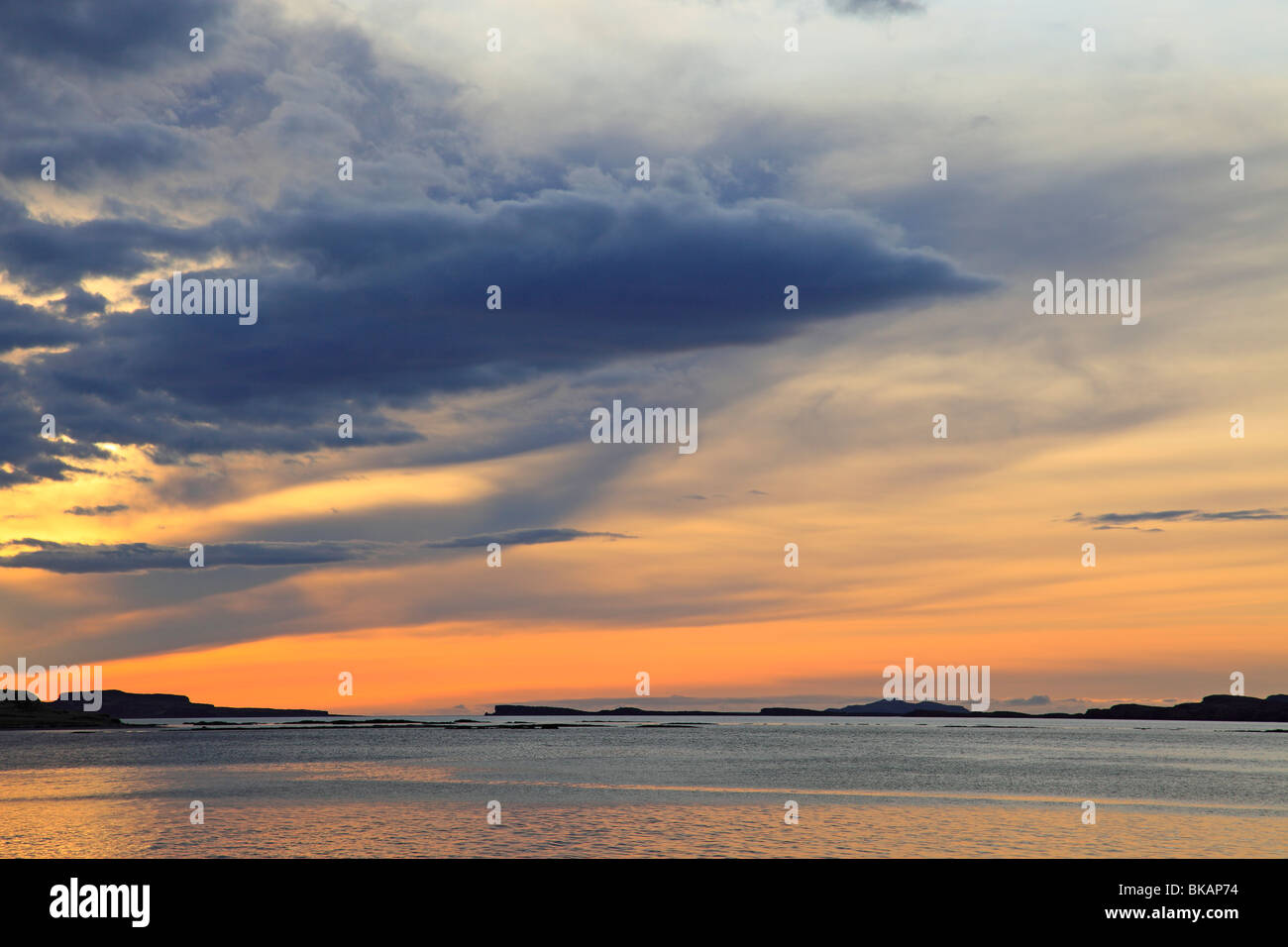 Sunset over the Islands form Gribun, Isle of Mull, Scotland Stock Photo ...