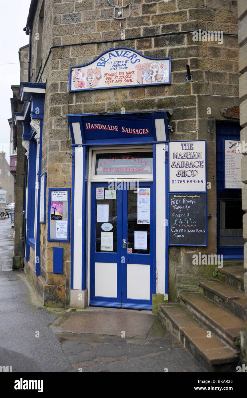 Beavers butchers shop and sausage makers in the village of Masham in ...
