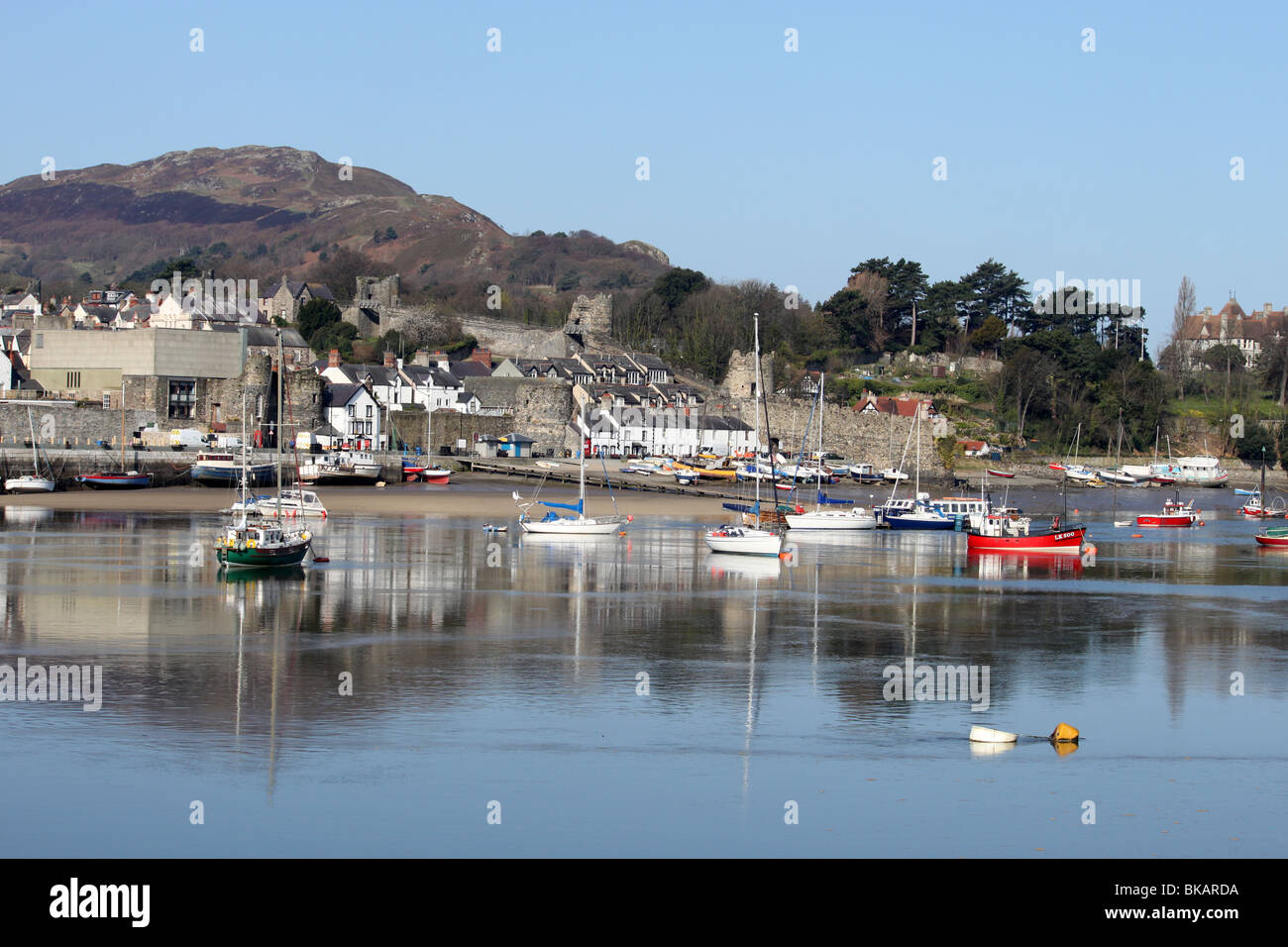 Conway (Conwy) harbour and waterfront Stock Photo - Alamy