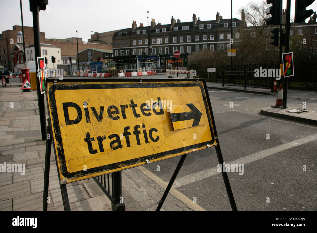 Diverted traffic sign hi-res stock photography and images - Alamy