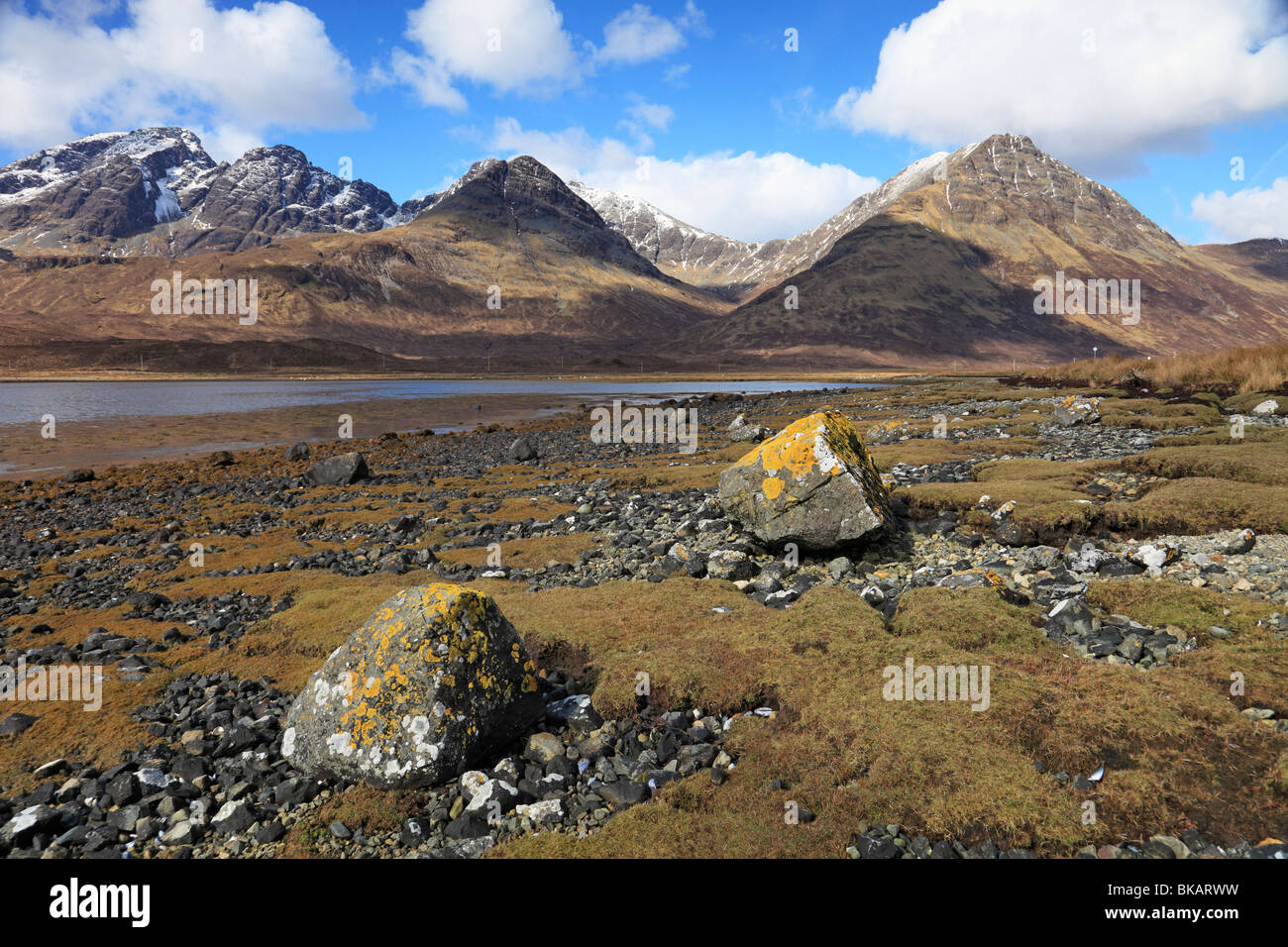 View to Blaven in the Cuillin mountains across Loch Slapin, Isle of ...