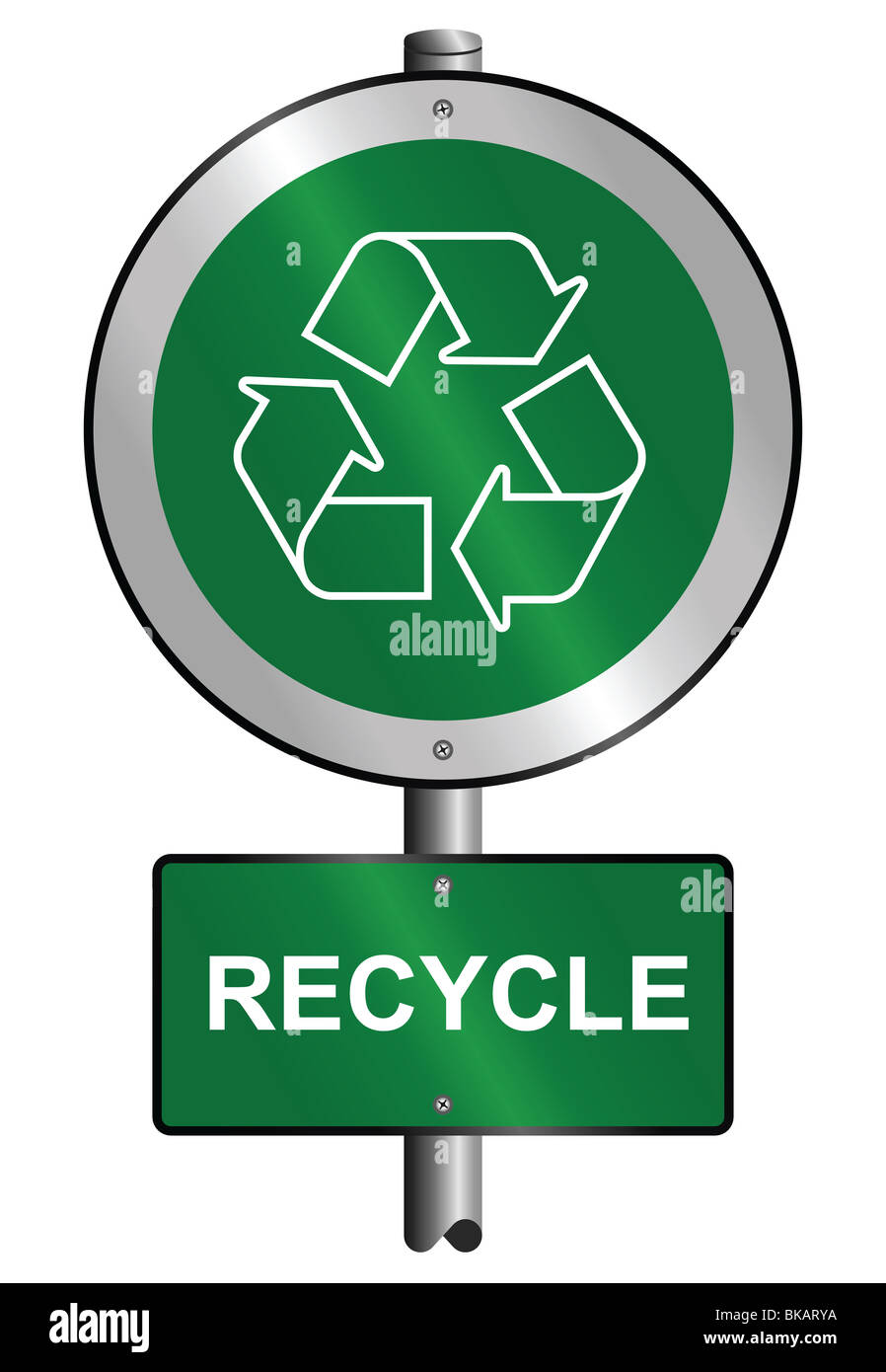 Vector of environmental recycling symbol sign mounted on post Stock ...
