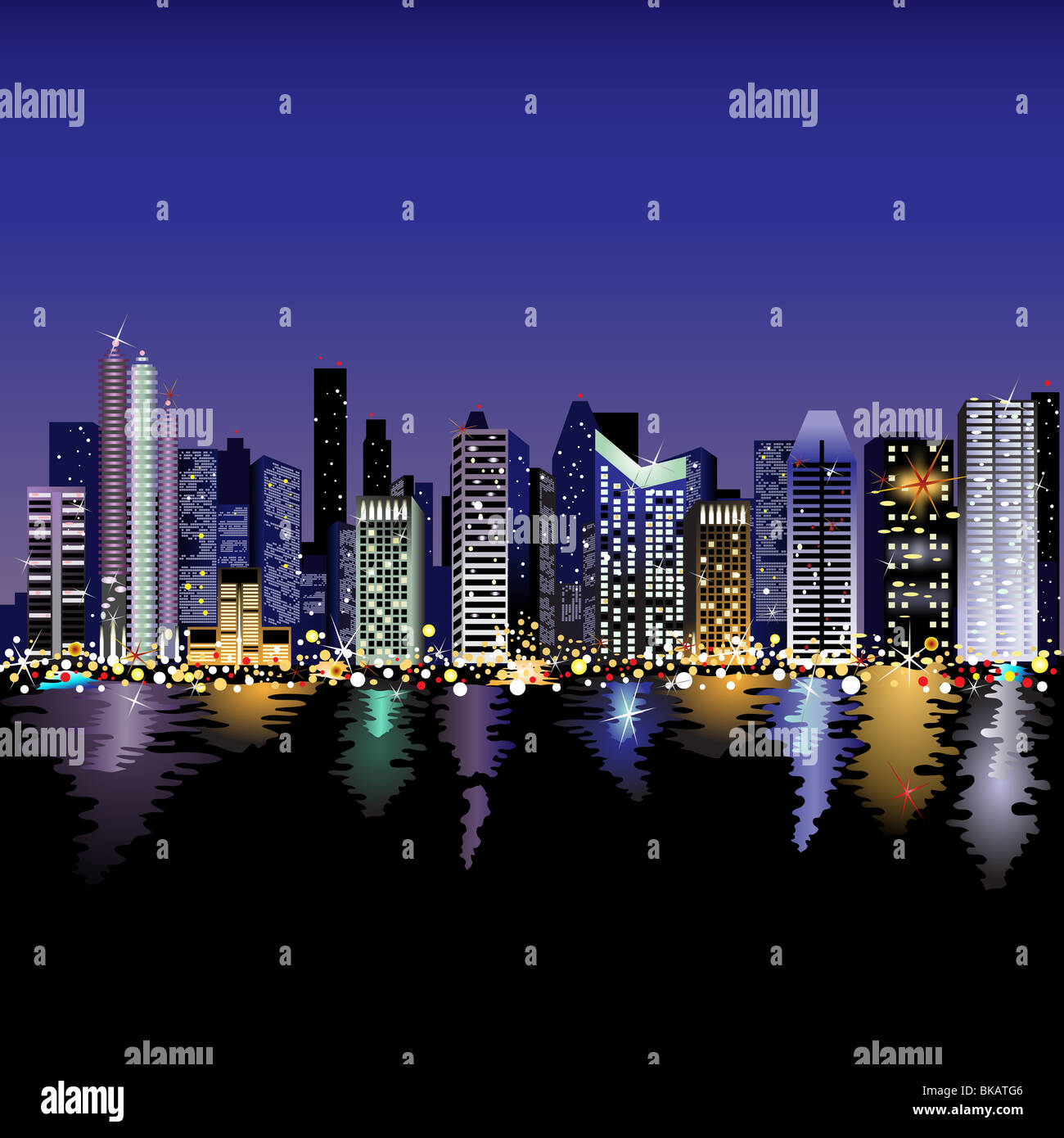 City Skyline at night Stock Photo - Alamy