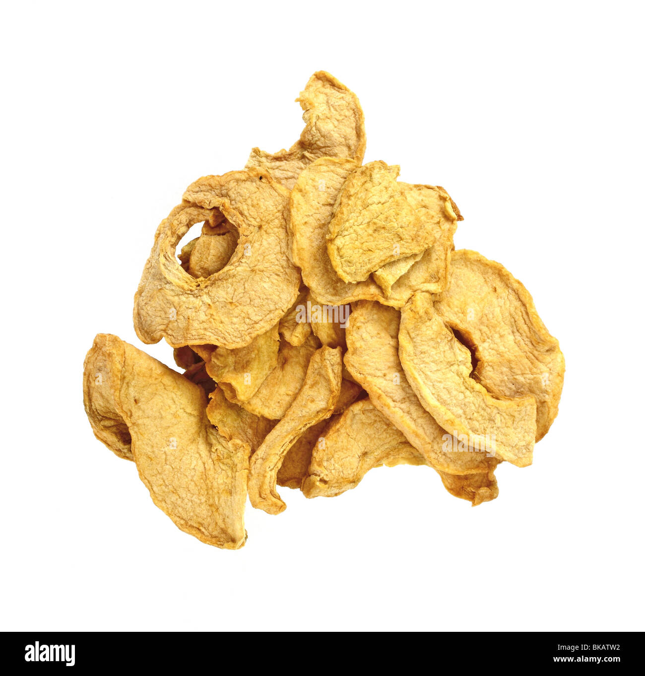 Dehydrated apple slices on white background Stock Photo - Alamy
