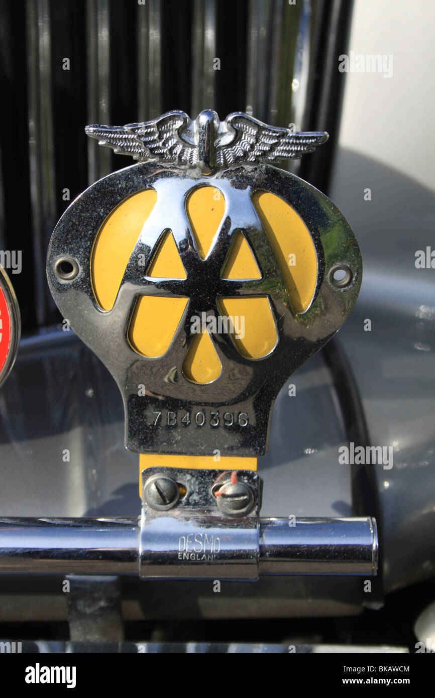 Old-fashioned AA badge on motor car Stock Photo - Alamy
