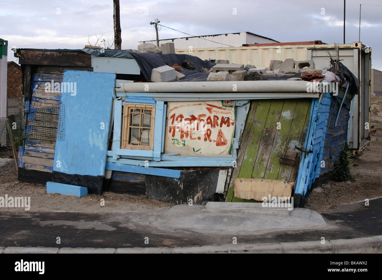 Well painted, but skew shack Stock Photo - Alamy