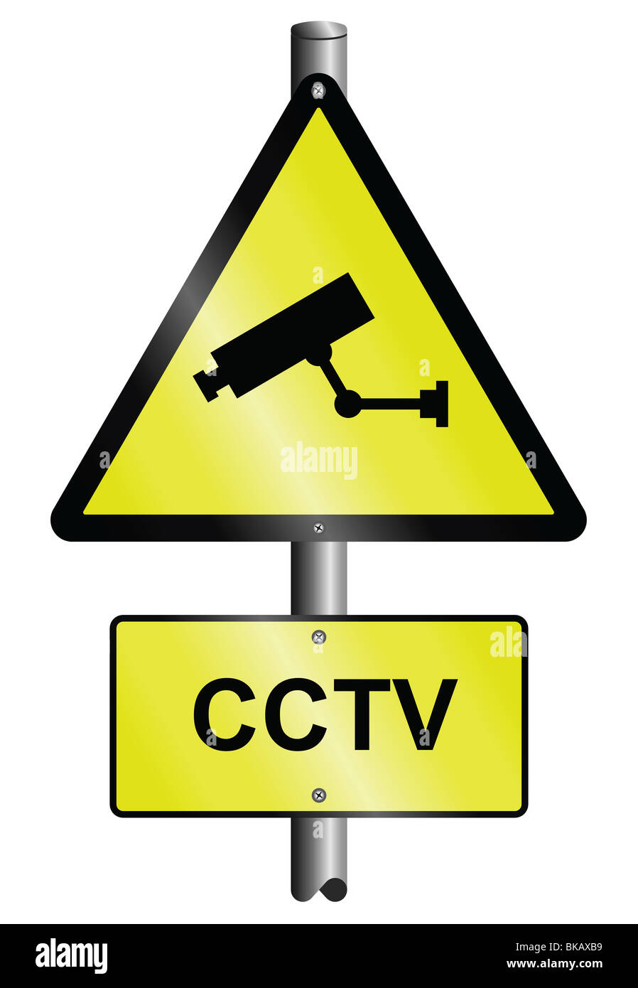 Vector of CCTV warning graphic and text signs mounted on post Stock ...